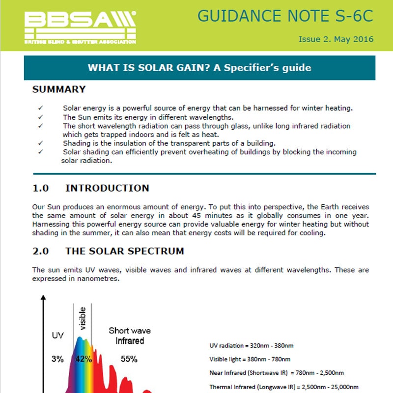 Guidance Note - Solar gain - A specifier's guide - ShadeIT