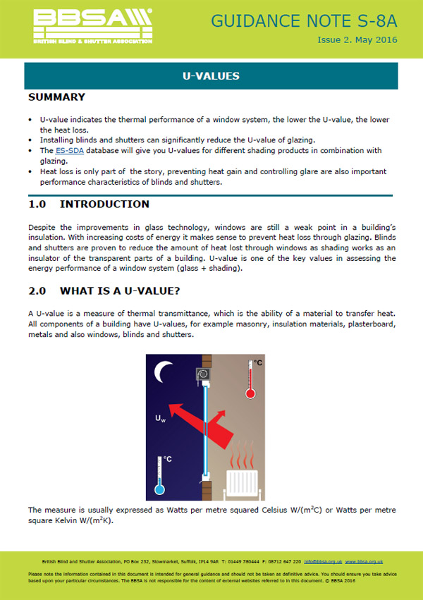 Guidance Note - U-values - ShadeIT